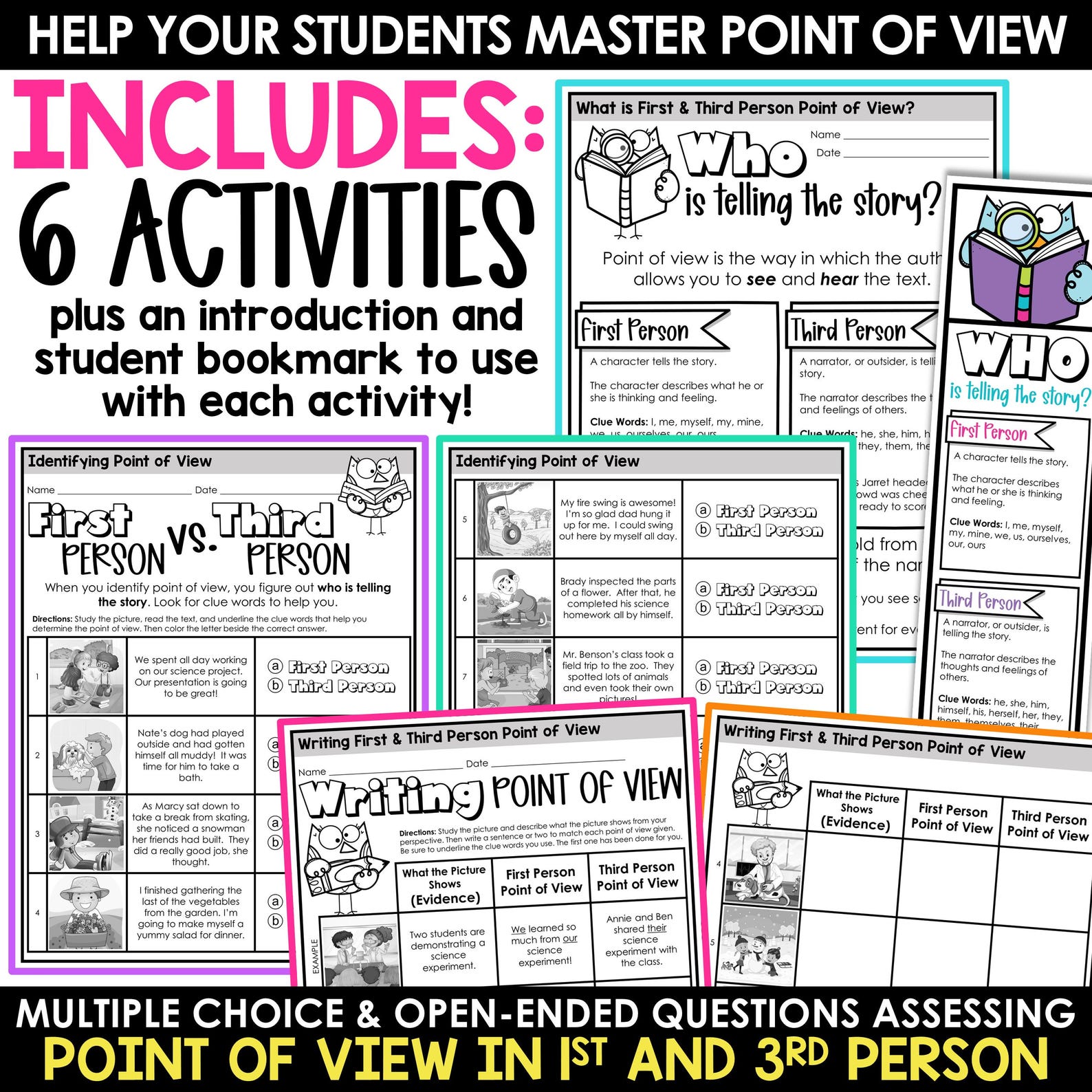 Point of View Worksheets Anchor Chart First Third Person Reading ...
