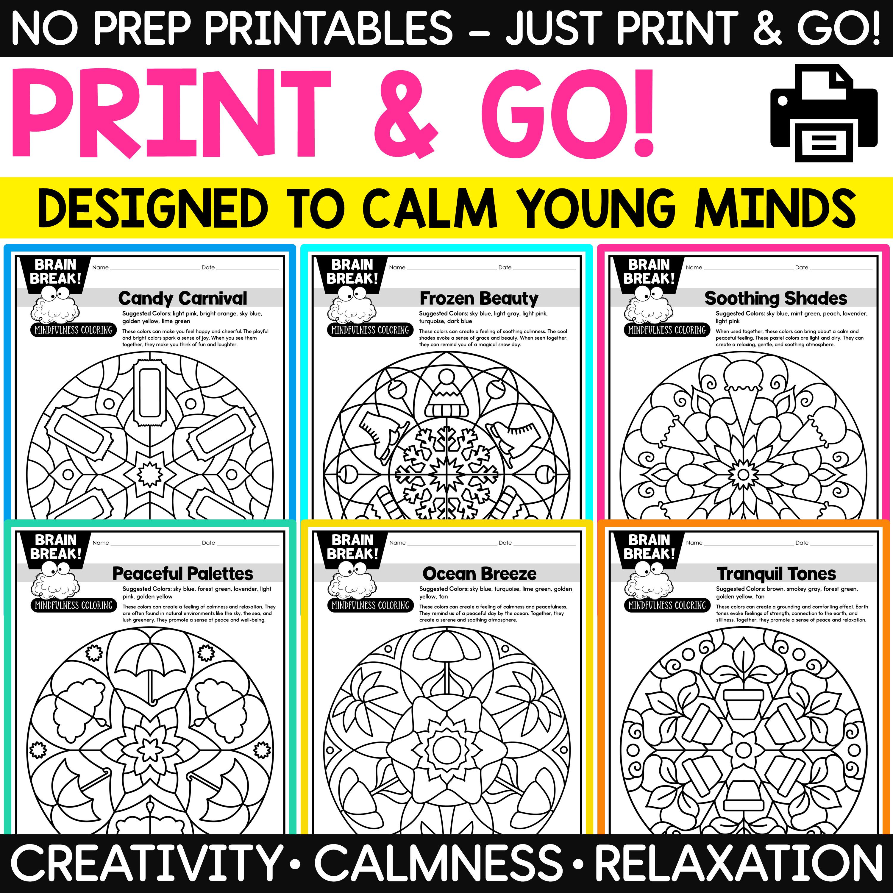 Mindfulness Coloring Pages Activities for Kids | Coloring Pages for ...