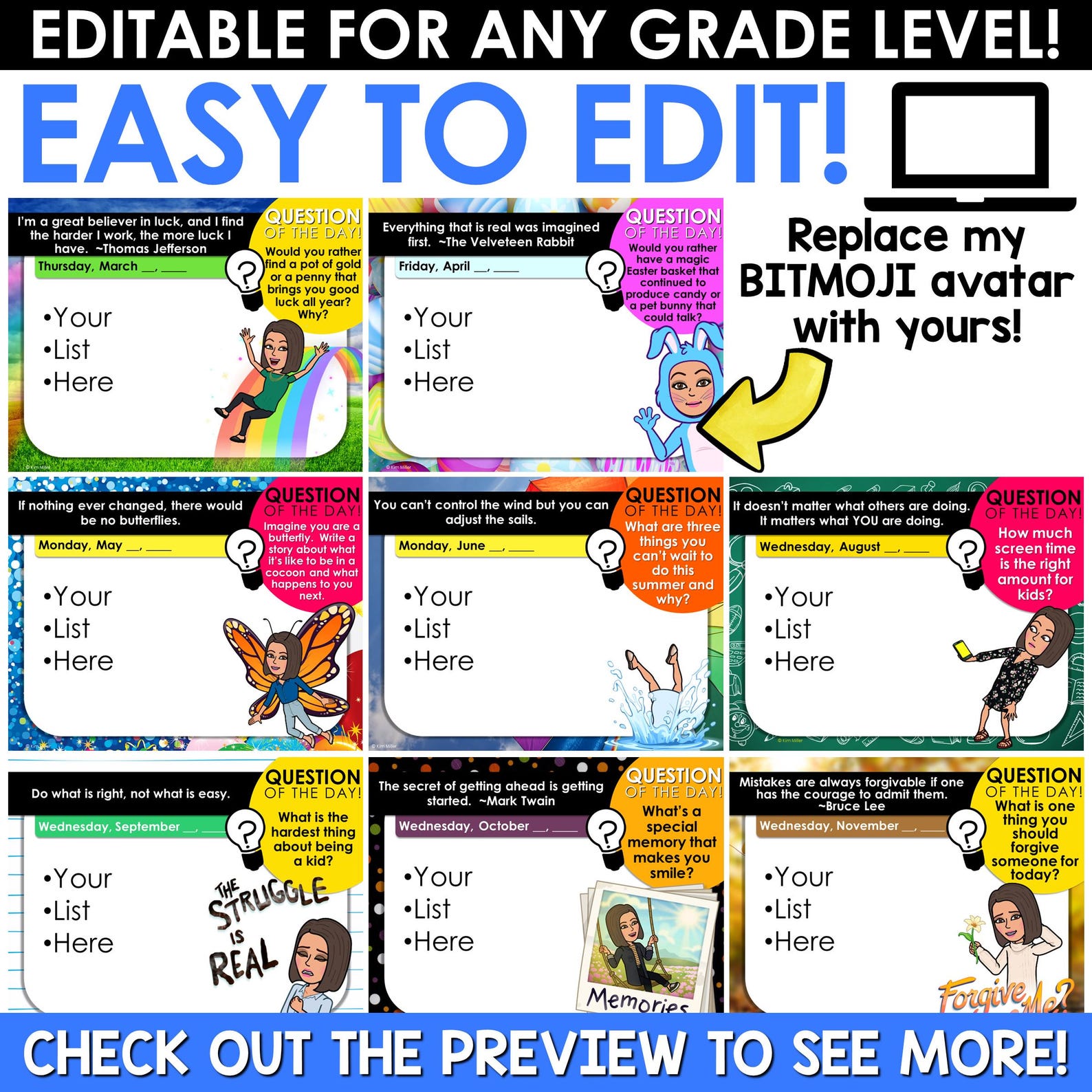 Morning Slides for Teachers Template, Morning Meeting Slides, Daily ...