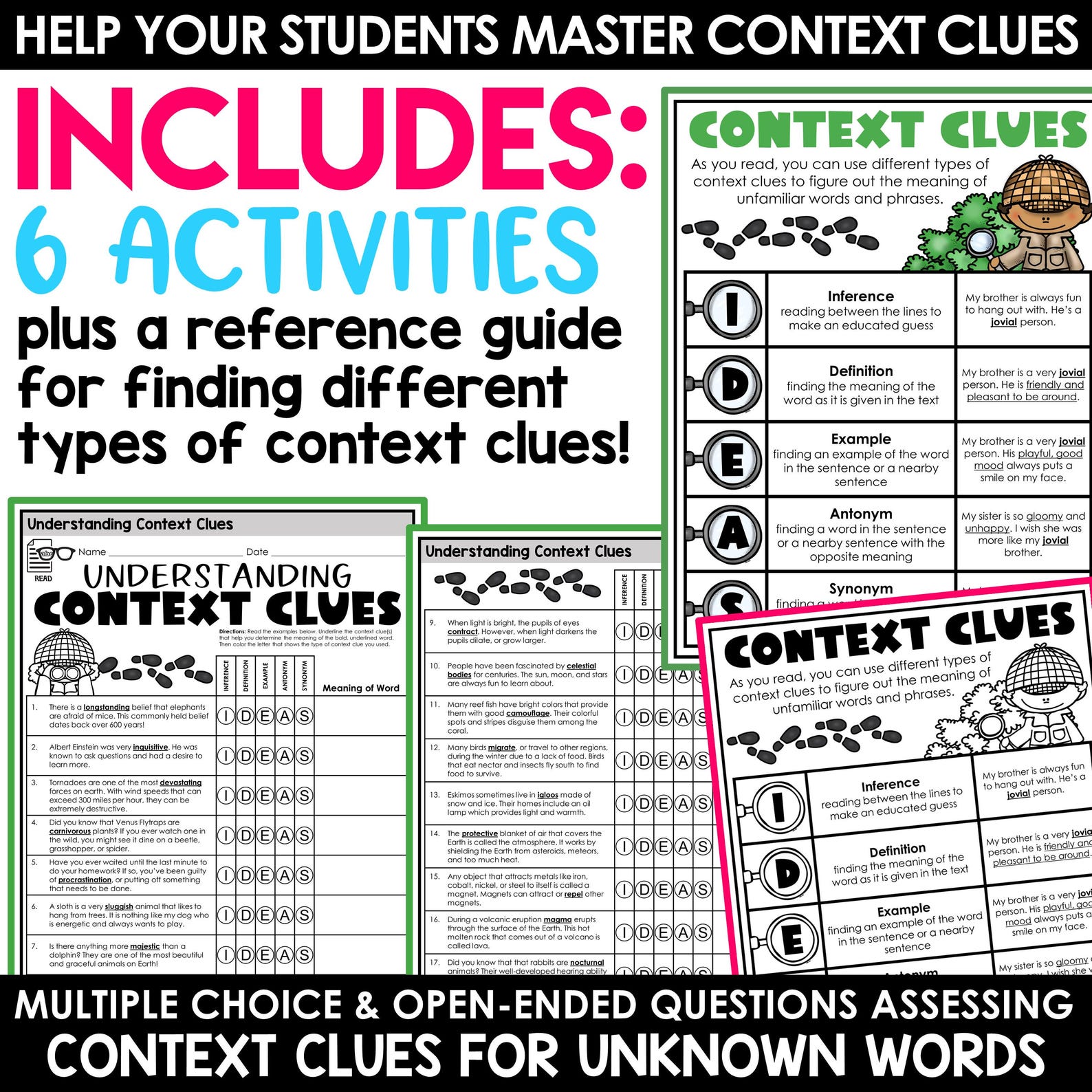 Context Clues Anchor Chart, Vocabulary Worksheets, Reading ...