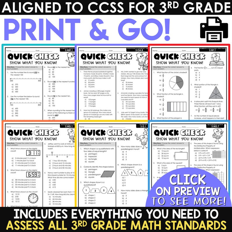 3rd Grade Math Worksheet, 3rd Grade Math Printable, Third Grade Math ...