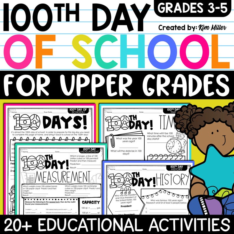100th Day of School Activities for 3rd 4th 5th Grade, 100th Day of ...