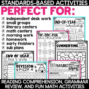 End of the Year Activities Reading Math Worksheets 4th 5th Grade Last ...