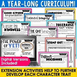 Character Education Social Emotional Learning Activities for Classroom ...