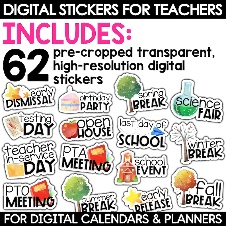 Digital Stickers for Teachers | Digital Stickers for Teacher Planner ...