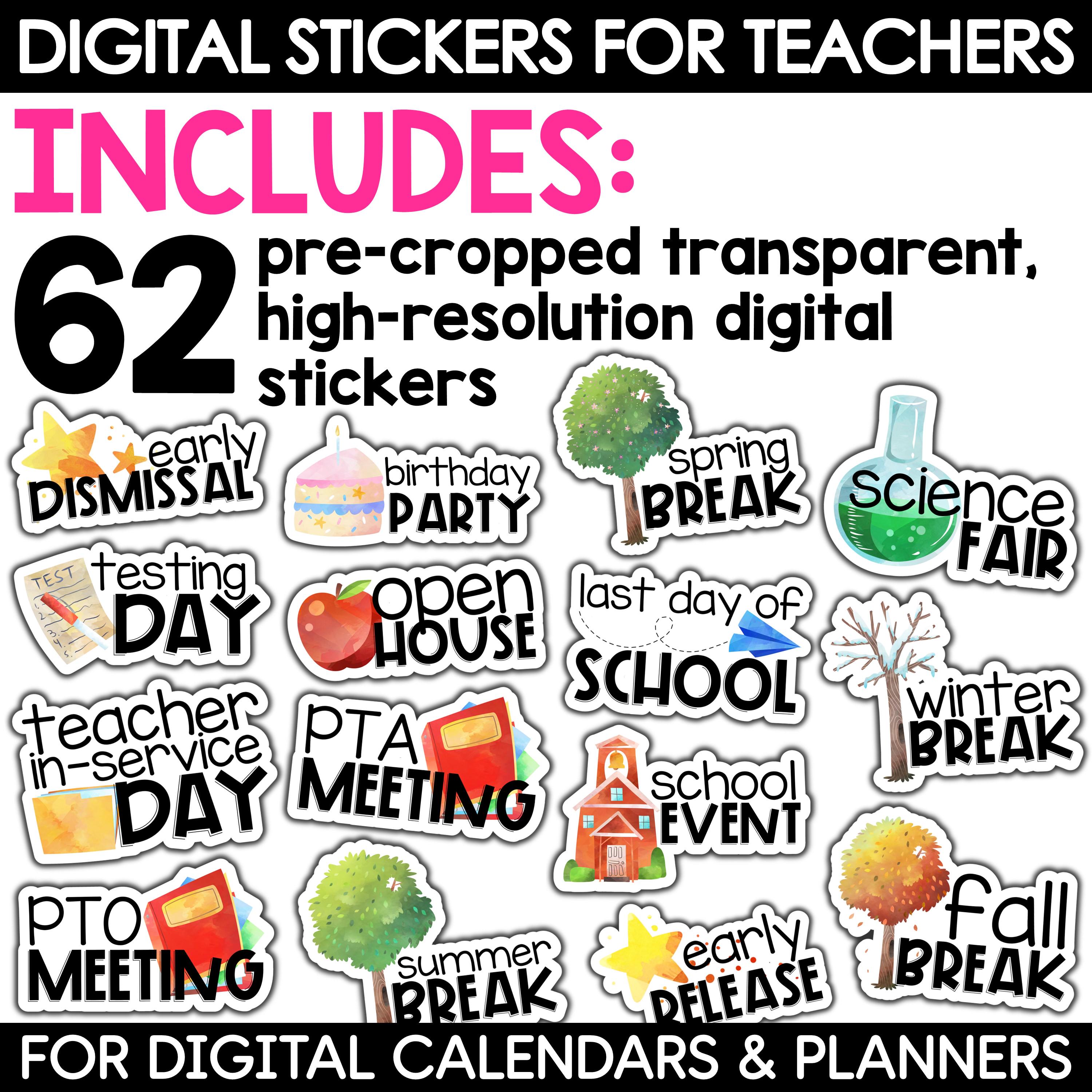 Digital Stickers for Teachers | Digital Stickers for Teacher Planner ...