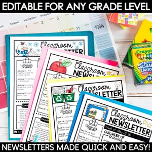 Editable Classroom Newsletters Monthly Weekly Templates for Parent ...