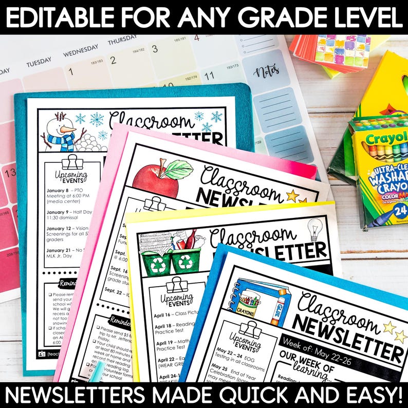Editable Classroom Newsletters Monthly Weekly Templates for Parent ...