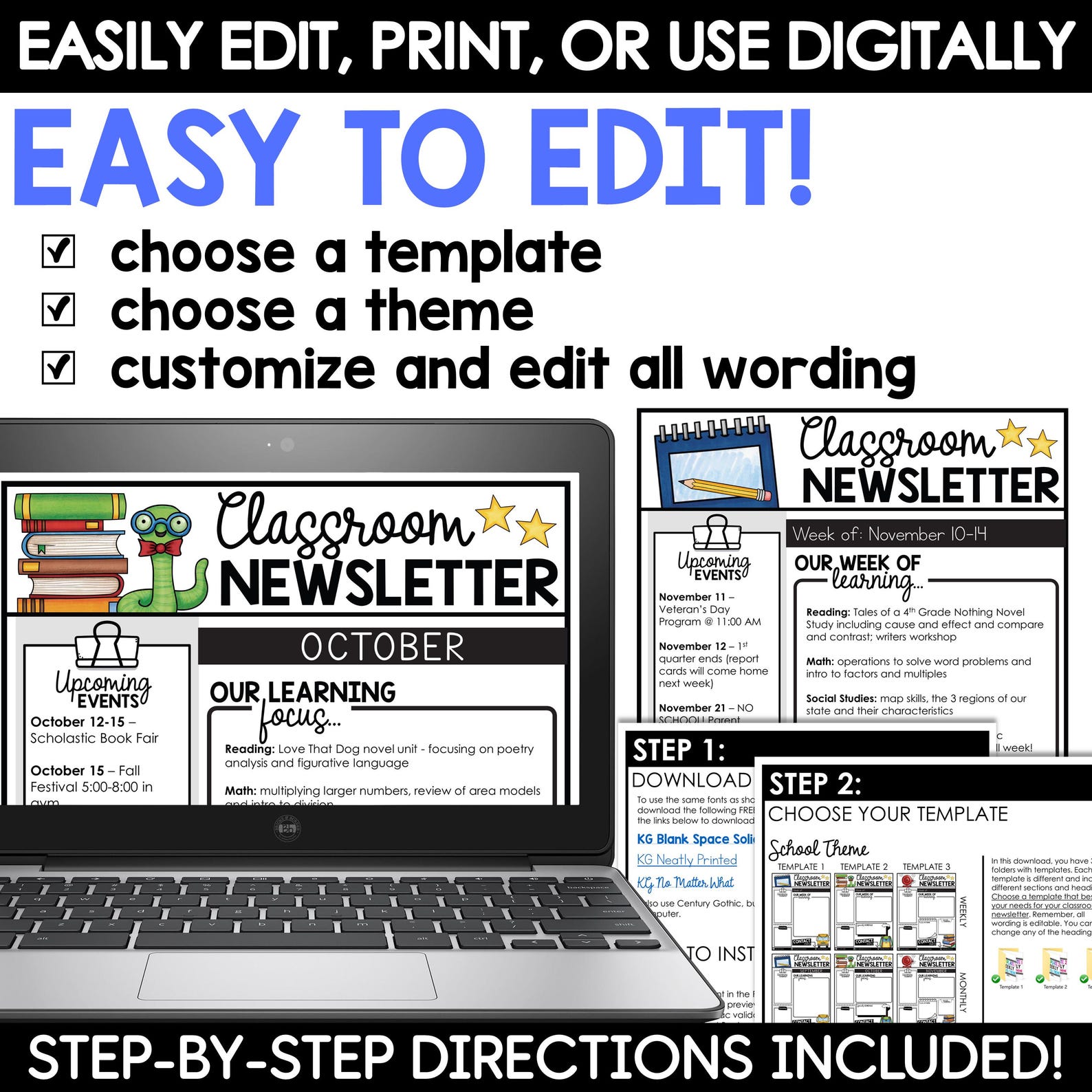 Editable Classroom Newsletters Monthly Weekly Templates for Parent ...