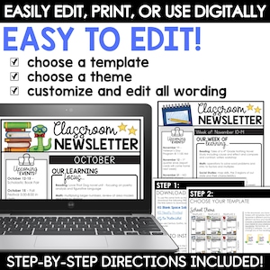 Editable Classroom Newsletters Monthly Weekly Templates for Parent ...
