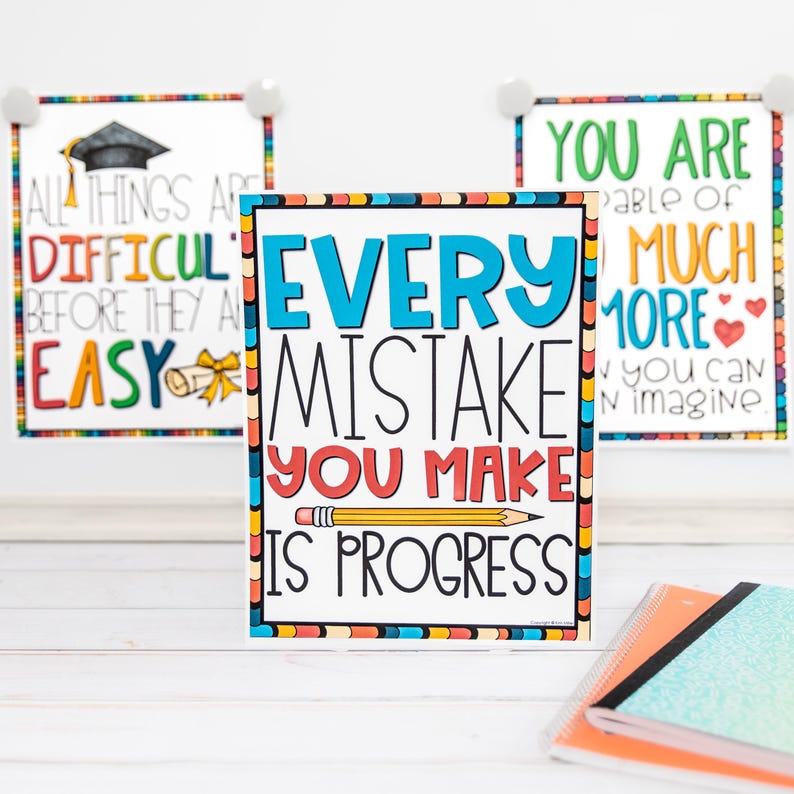 Motivational Growth Mindset Posters for Bulletin Boards, Door Decor ...