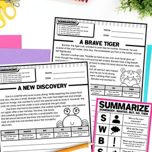Summary Writing Practice Worksheets | Summarizing Posters Anchor Charts ...