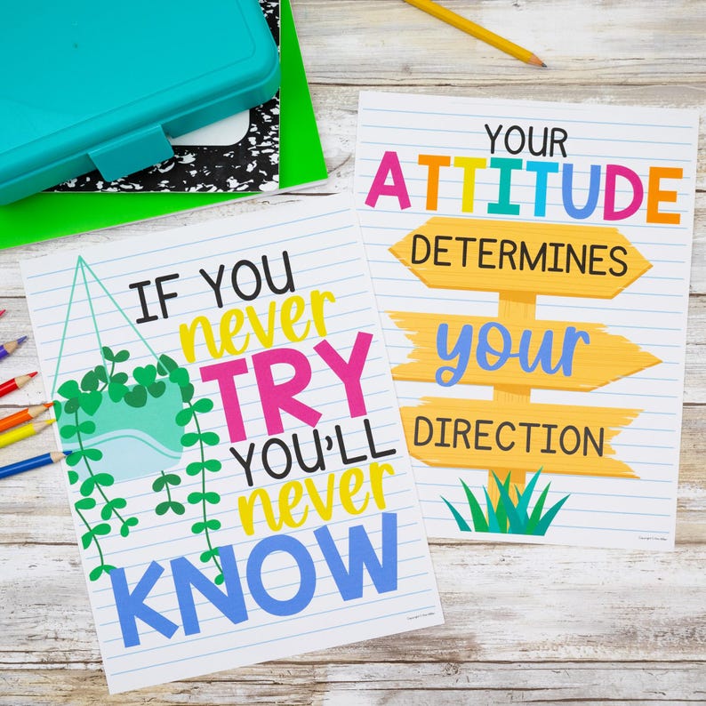 Motivational Posters for Classroom | Bright Decor Rainbow Classroom ...