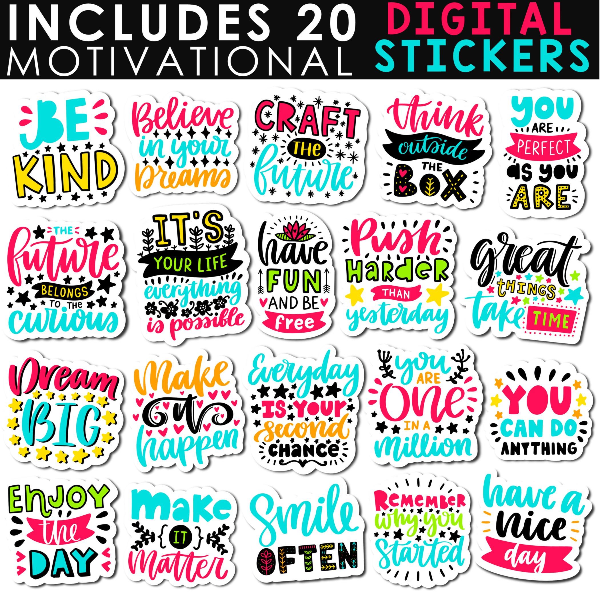 Digital Sticker Book for Kids, Motivational Digital Stickers, Digital ...