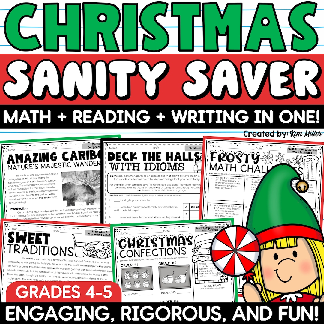 Christmas Math Reading Writing Worksheets | No Prep 4th–5th Grade ...