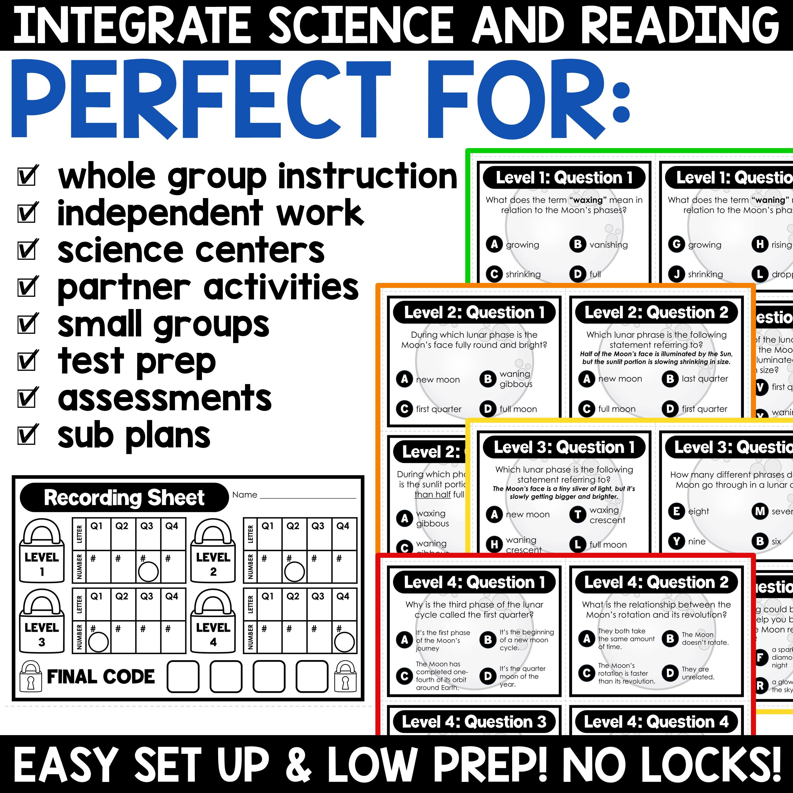 Moon Phases Escape Room Activity, Teaching Phases of the Moon, Science ...