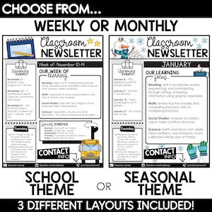 Editable Classroom Newsletters Monthly Weekly Templates for Parent ...