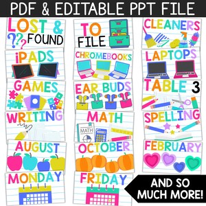 Classroom Supply Labels | Bright Decor Rainbow Classroom Decor ...