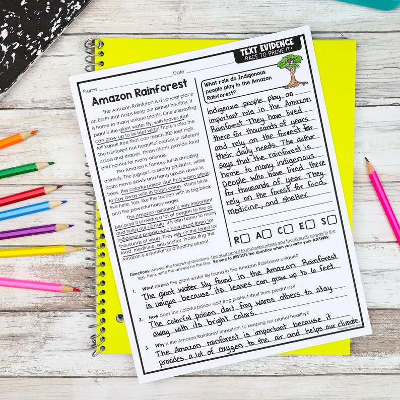 RACES Writing Strategy Anchor Chart Text Evidence Worksheets Reading ...