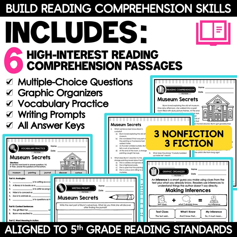 5th Grade Reading Comprehension Passages With Questions, Graphic ...