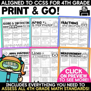 4th Grade Math Review Summer Math Worksheet, 4th Grade Math Printable ...
