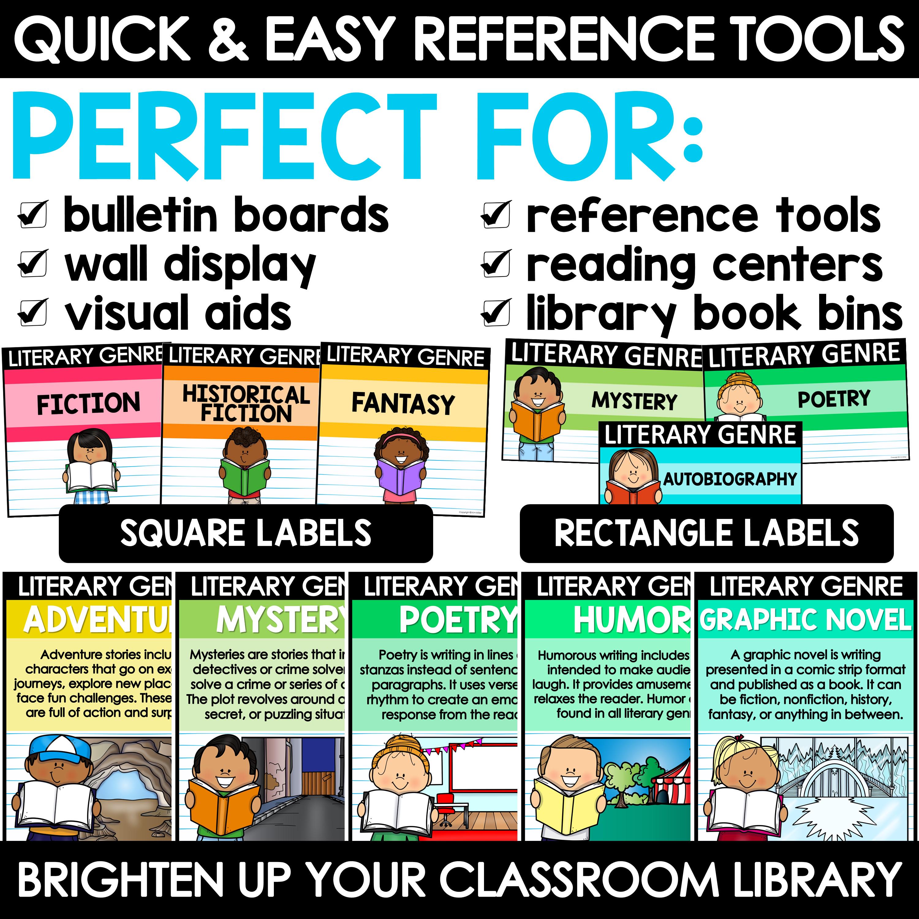 Reading Genre Posters With Classroom Library Labels | Genre Posters ...