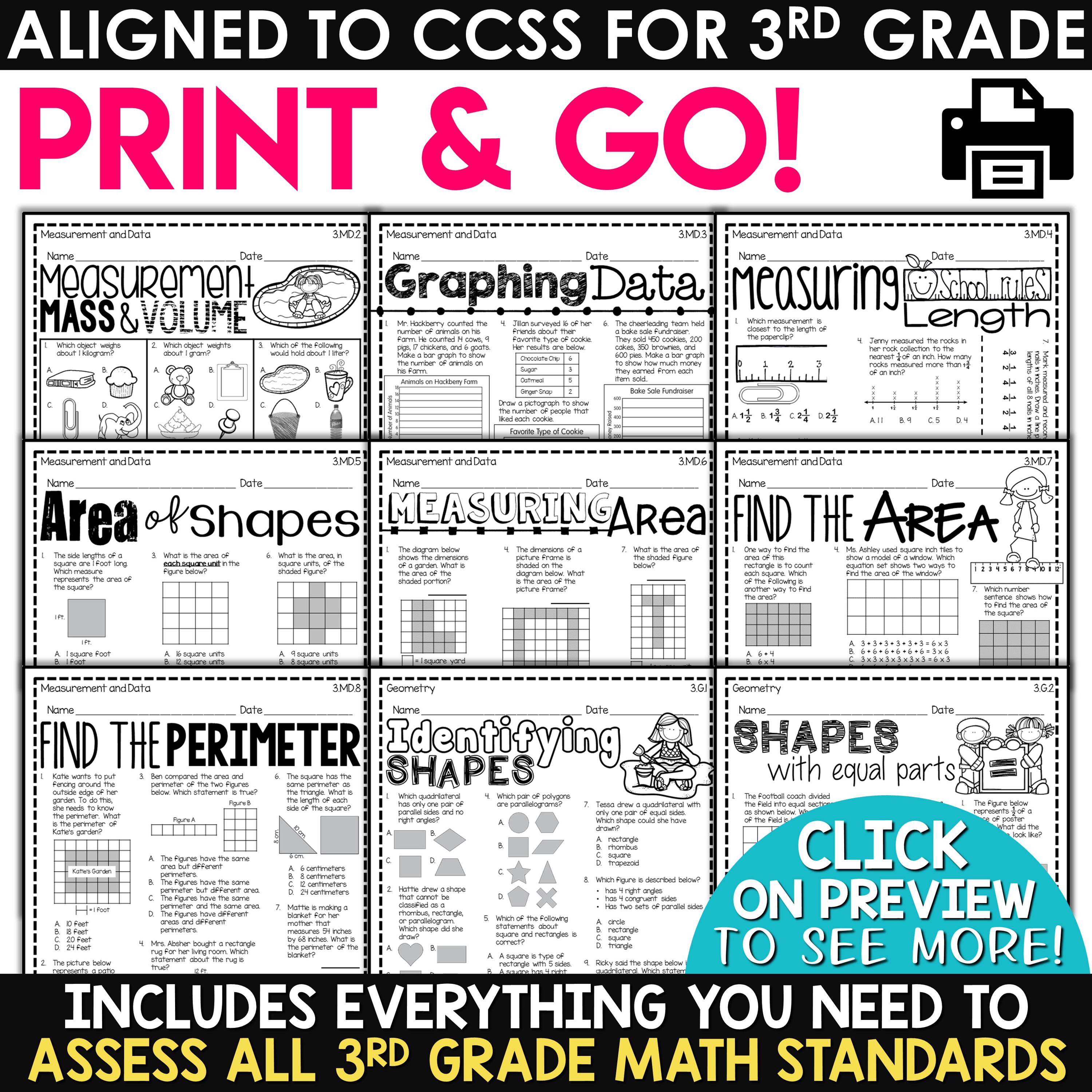 3rd Grade Math Review Summer Math Worksheet, 3rd Grade Math Printable ...