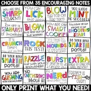 Testing Treat Tags for Teachers Motivational Candy Tags and ...