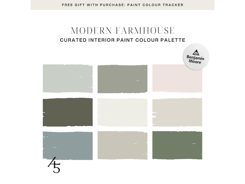 Modern Farmhouse Colour Palette: Benjamin Moore Paint Colour Scheme for ...