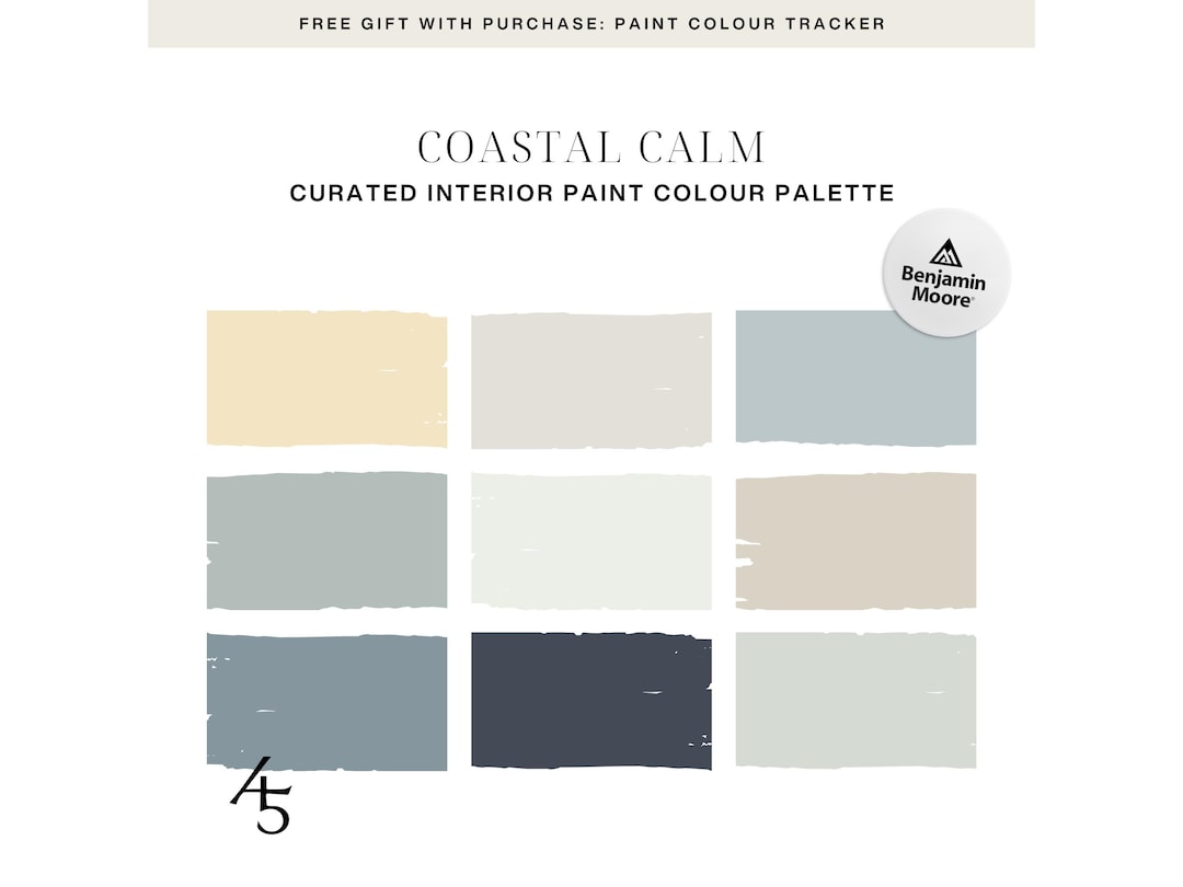 Coastal Calm Colour Palette: Benjamin Moore Paint Colour Scheme for ...