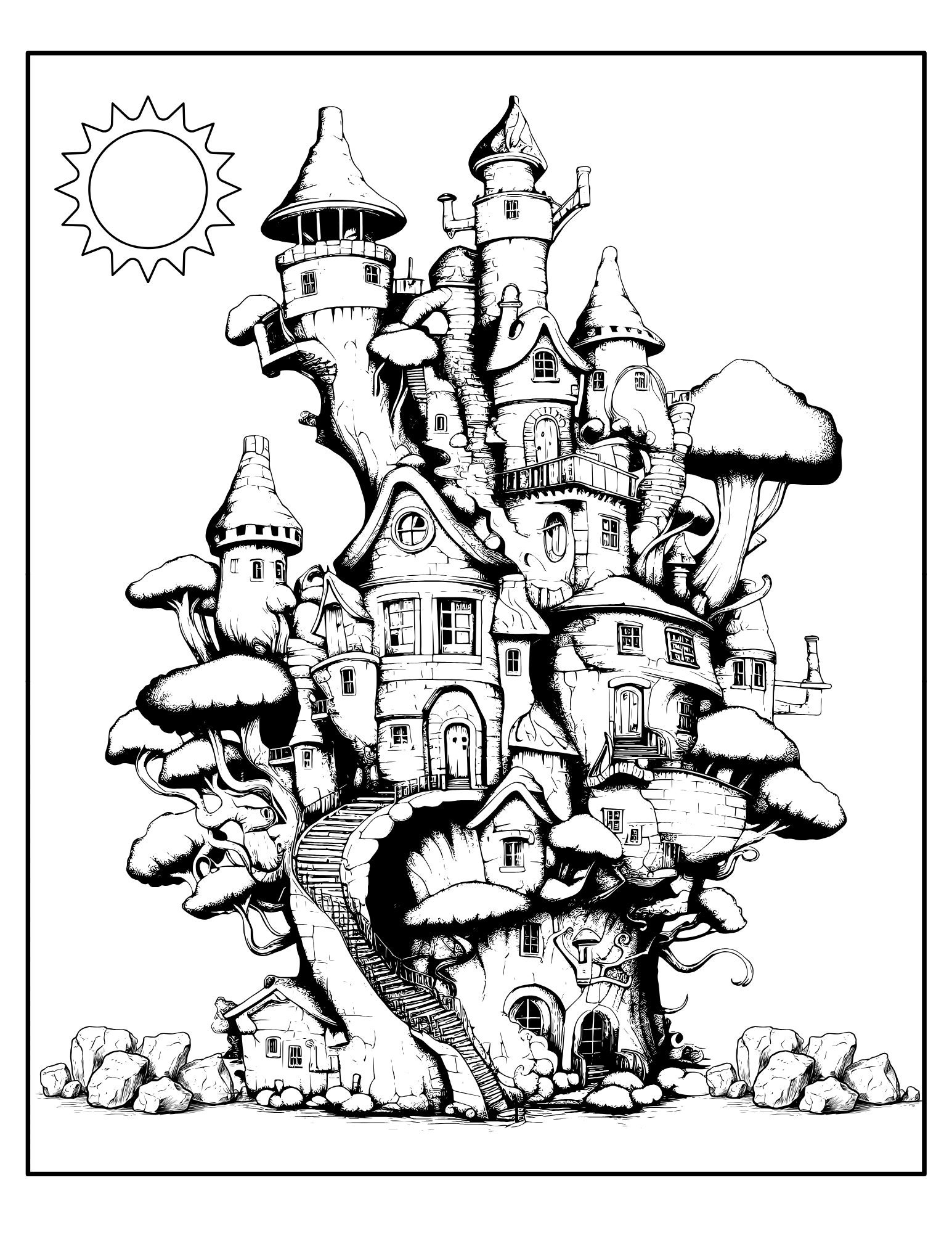 12 Unique House Coloring Page, Printable Coloring Pages - Etsy