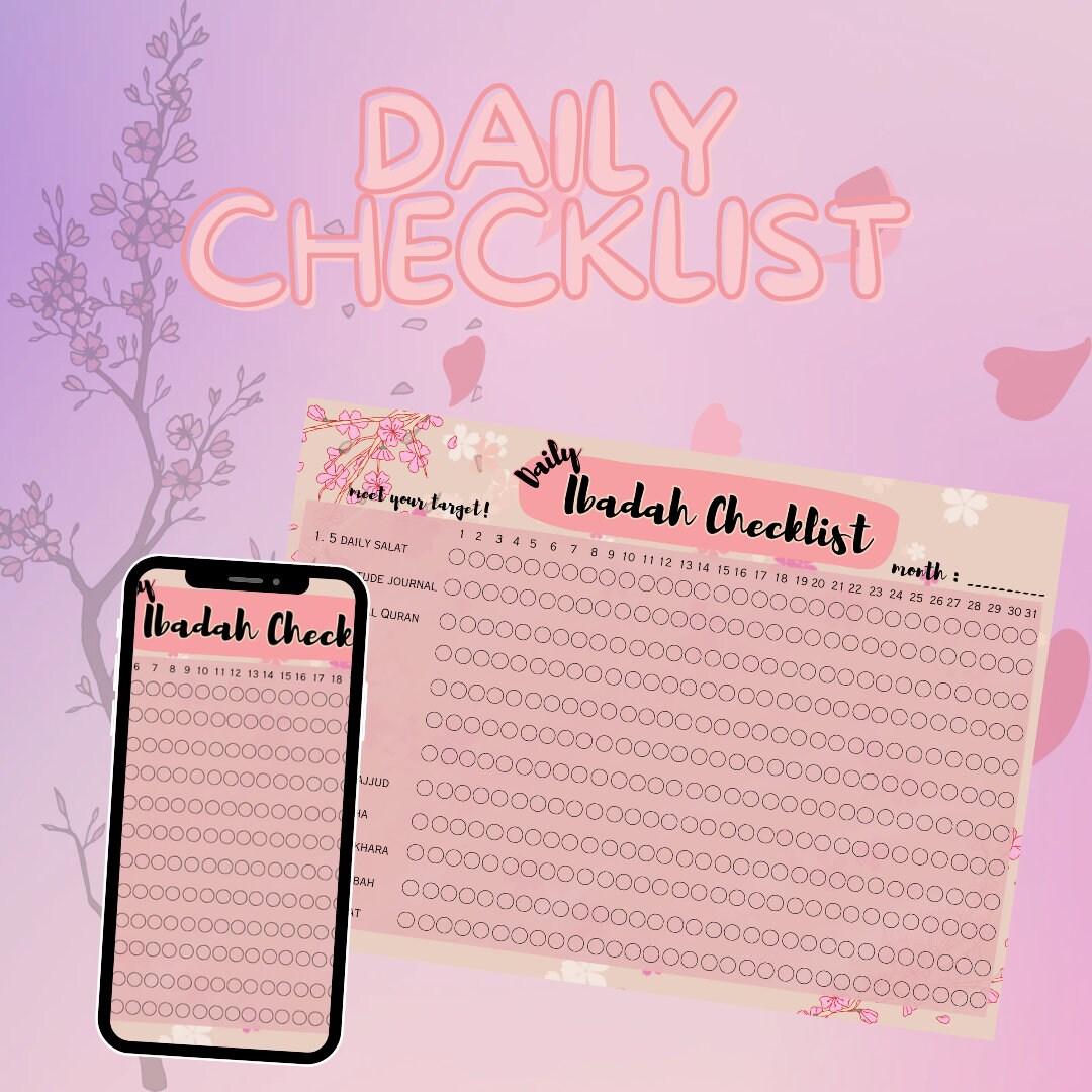IBADAH CHECKLIST A4 LANDSCAPE - Etsy
