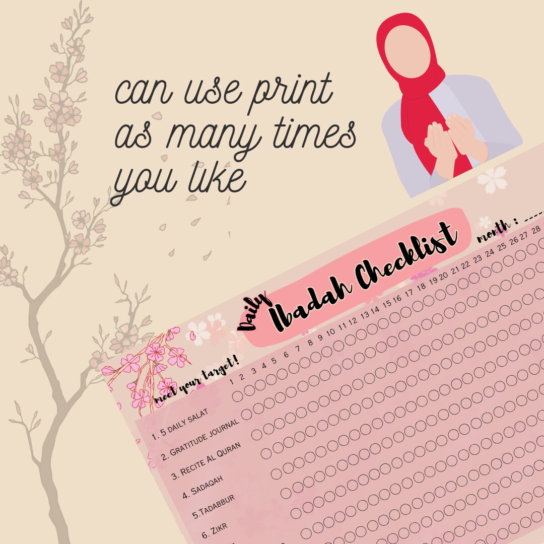 IBADAH CHECKLIST A4 LANDSCAPE - Etsy