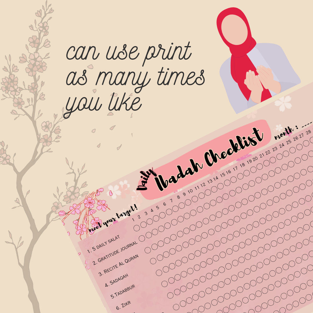 IBADAH CHECKLIST A4 LANDSCAPE - Etsy