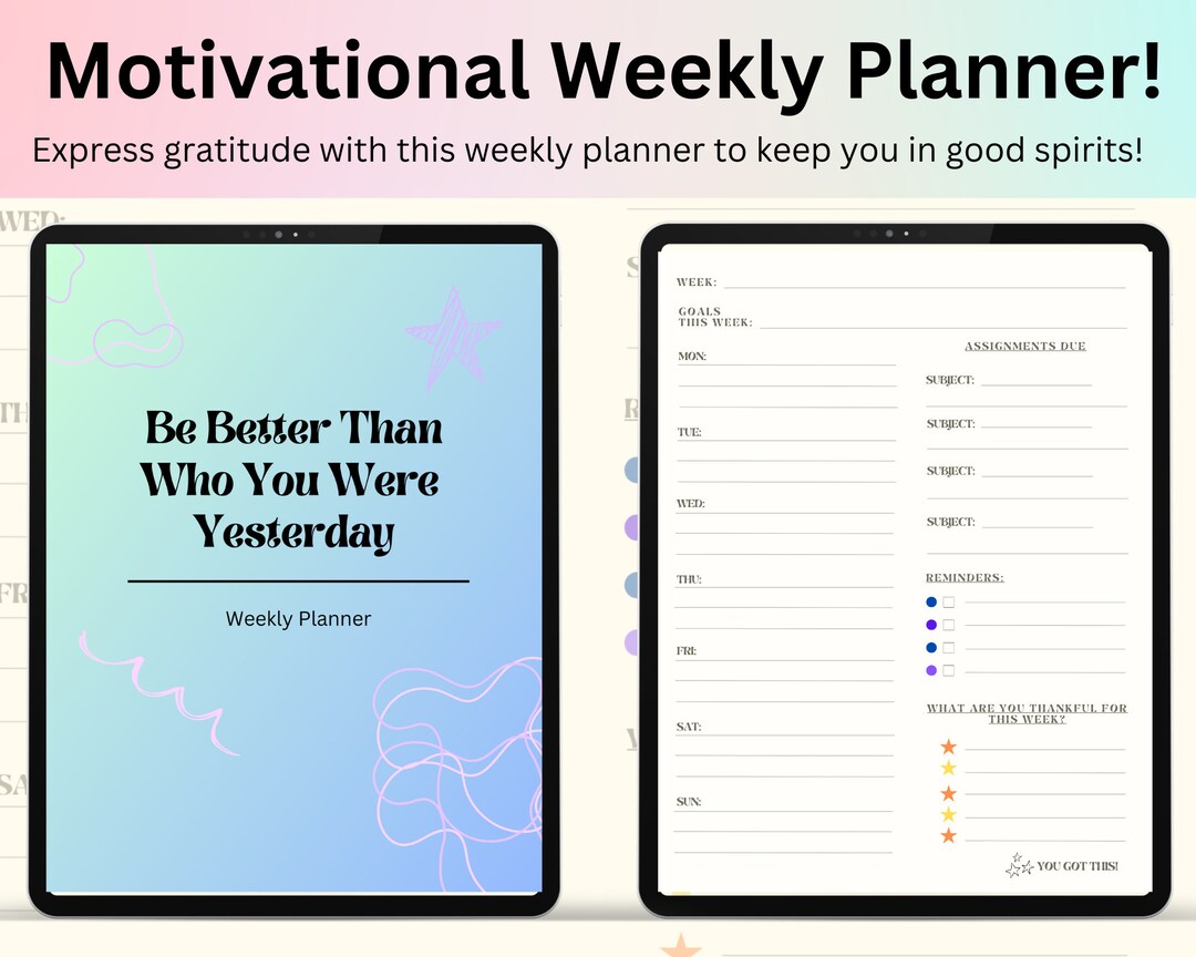 Digital Download Printable Motivational Weekly Planner - Etsy