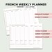Undated French Weekly Planner Printable Time Management Hourly Planner ...
