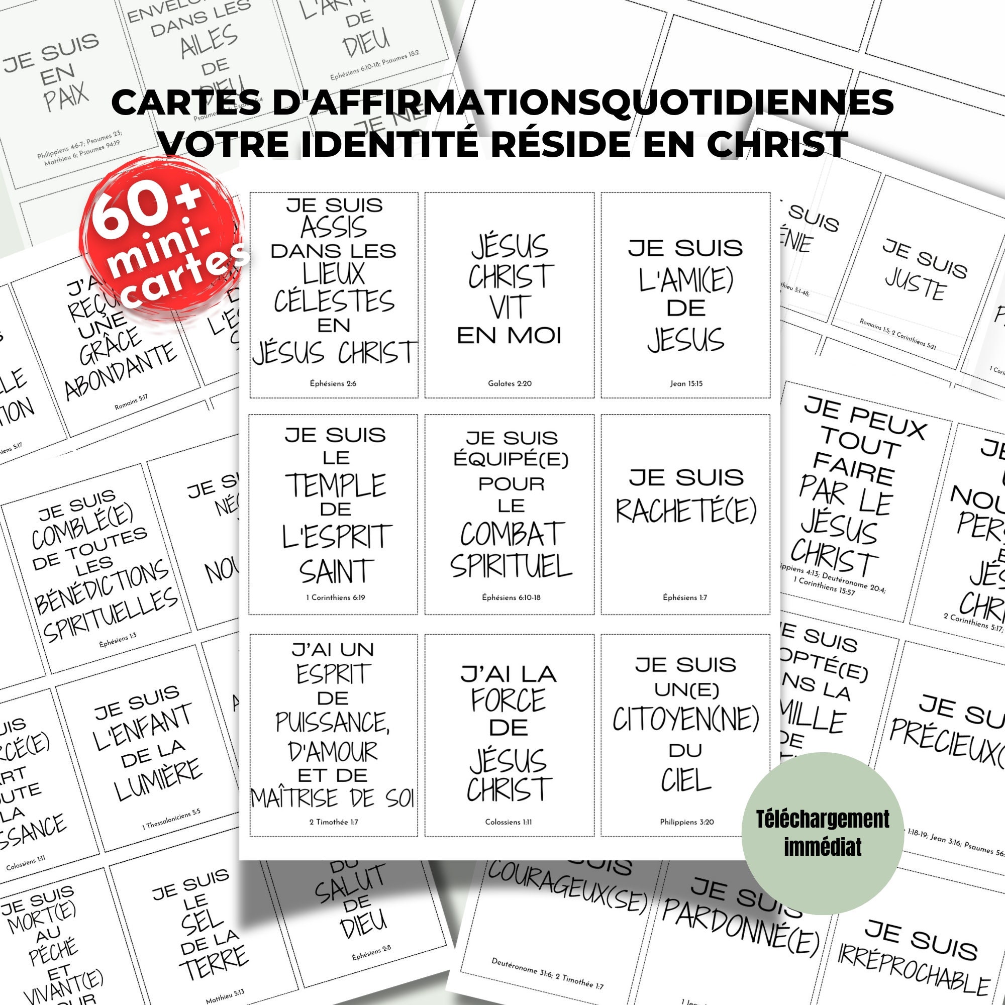 Positive Affirmation Bible Verse Card French Identity in Christ ...