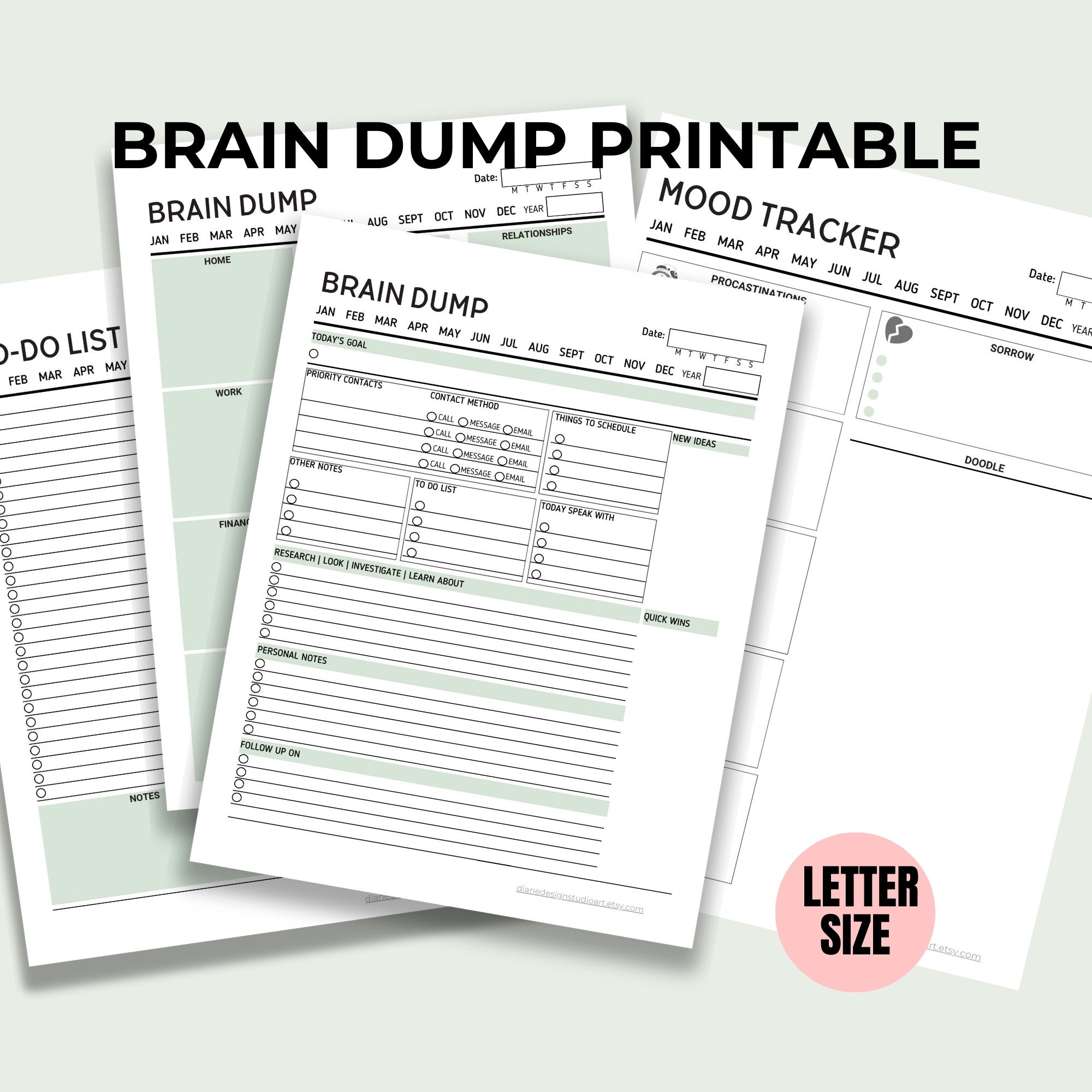 Brain Dump Template Printable to Do List Tracker Printable Template ...