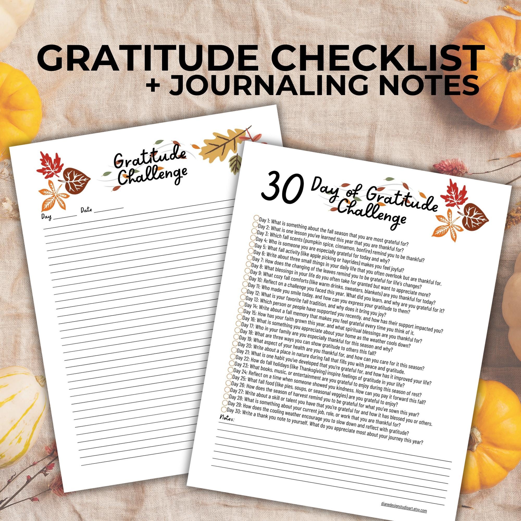 30 Day Gratitude Challenge Printable Gratitude Journal Printable 30 Day ...