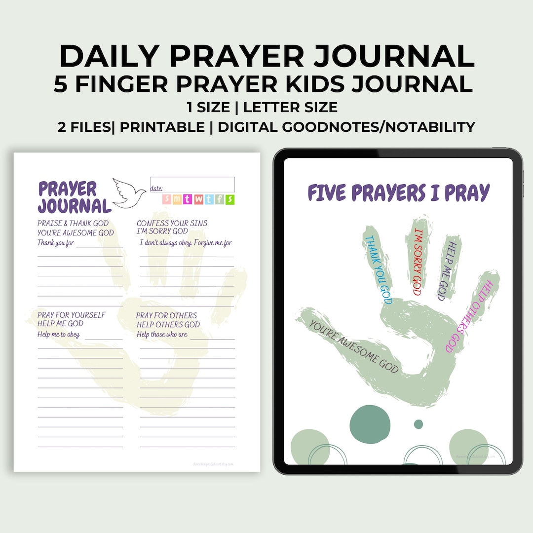 Printable Daily Prayer Journal Finger Prayer Kid Journal Page Printable ...