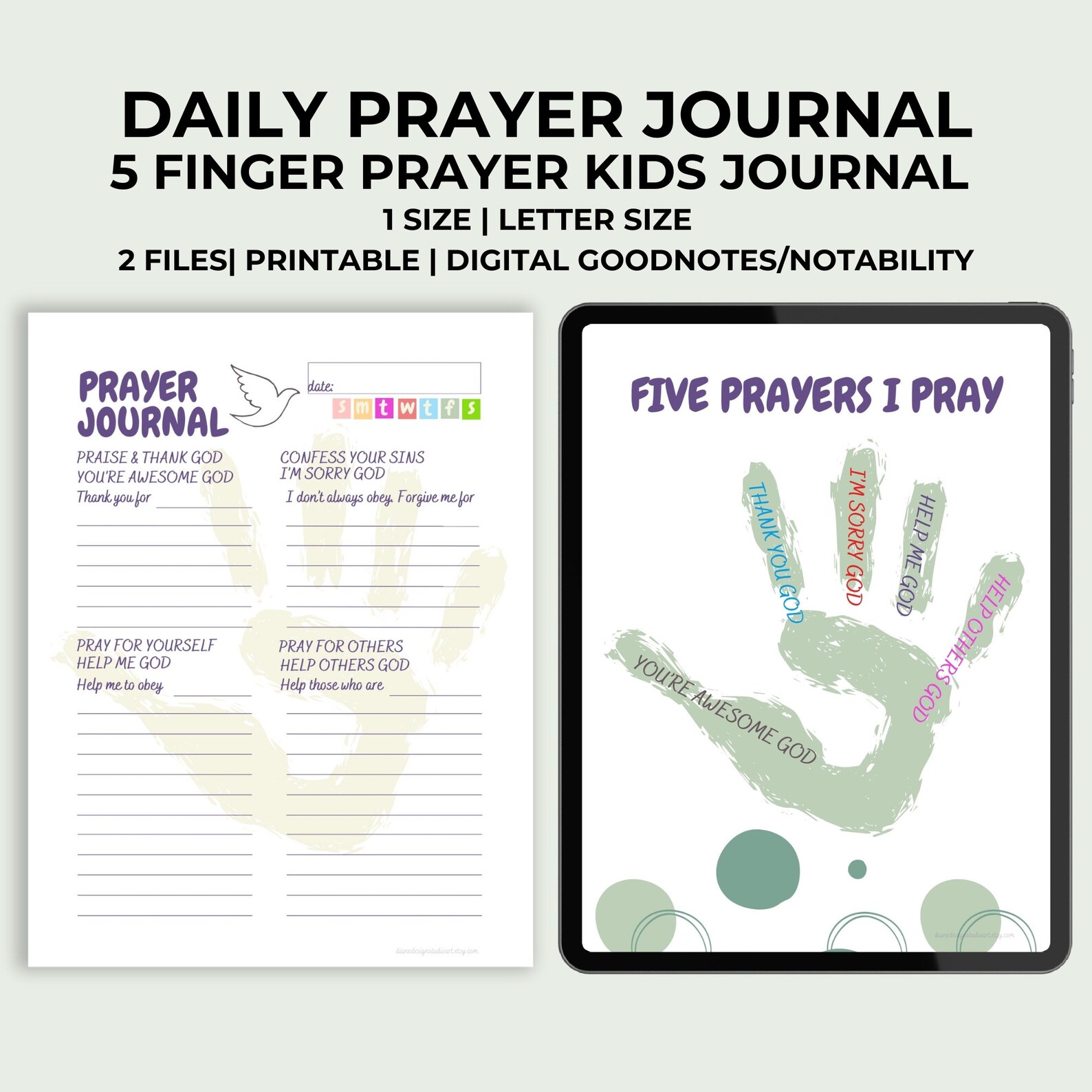 5 Finger Kid Prayer Finger Printable Daily Prayer for Kids Printable ...