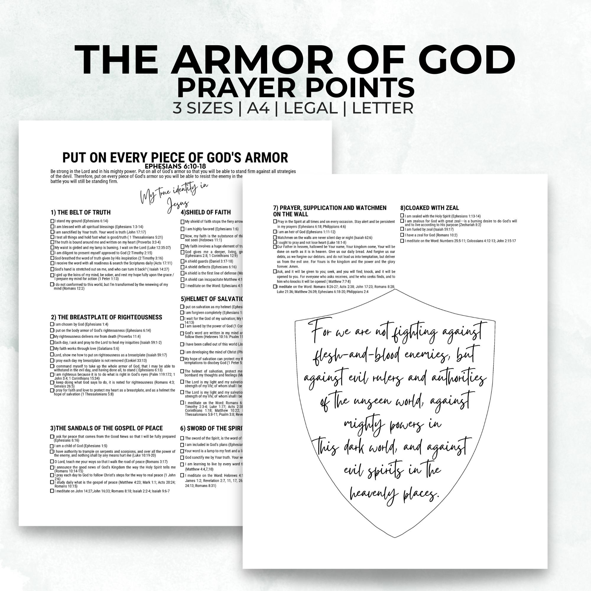 Full Armor of God Prayer Printable Christian Shield Prayer Point ...