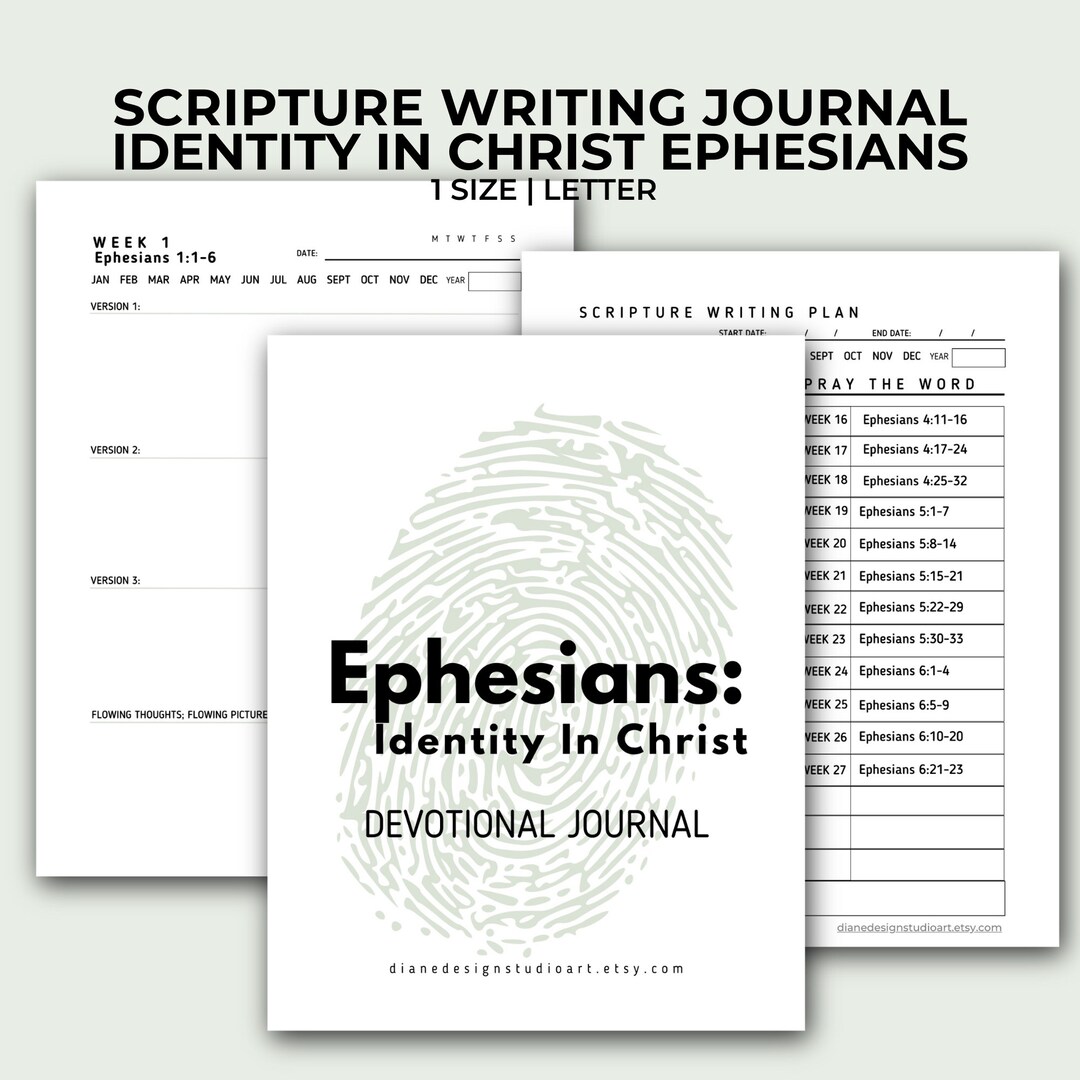 Ephesians Bible Study Worksheet Printable Weekly Journal Scripture ...