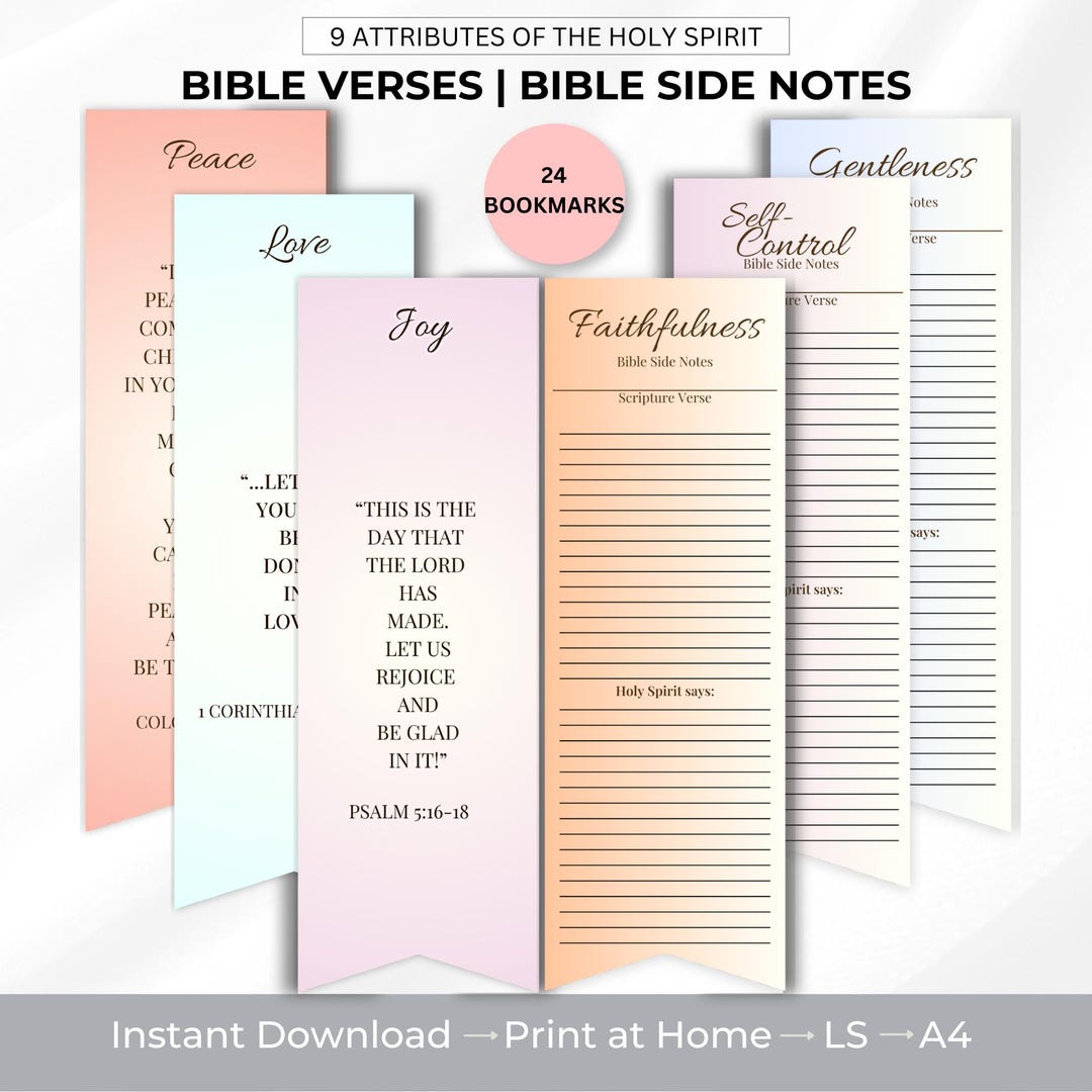 Bible Side Note Bookmark Printable Christian Margin Bible Journal Book ...
