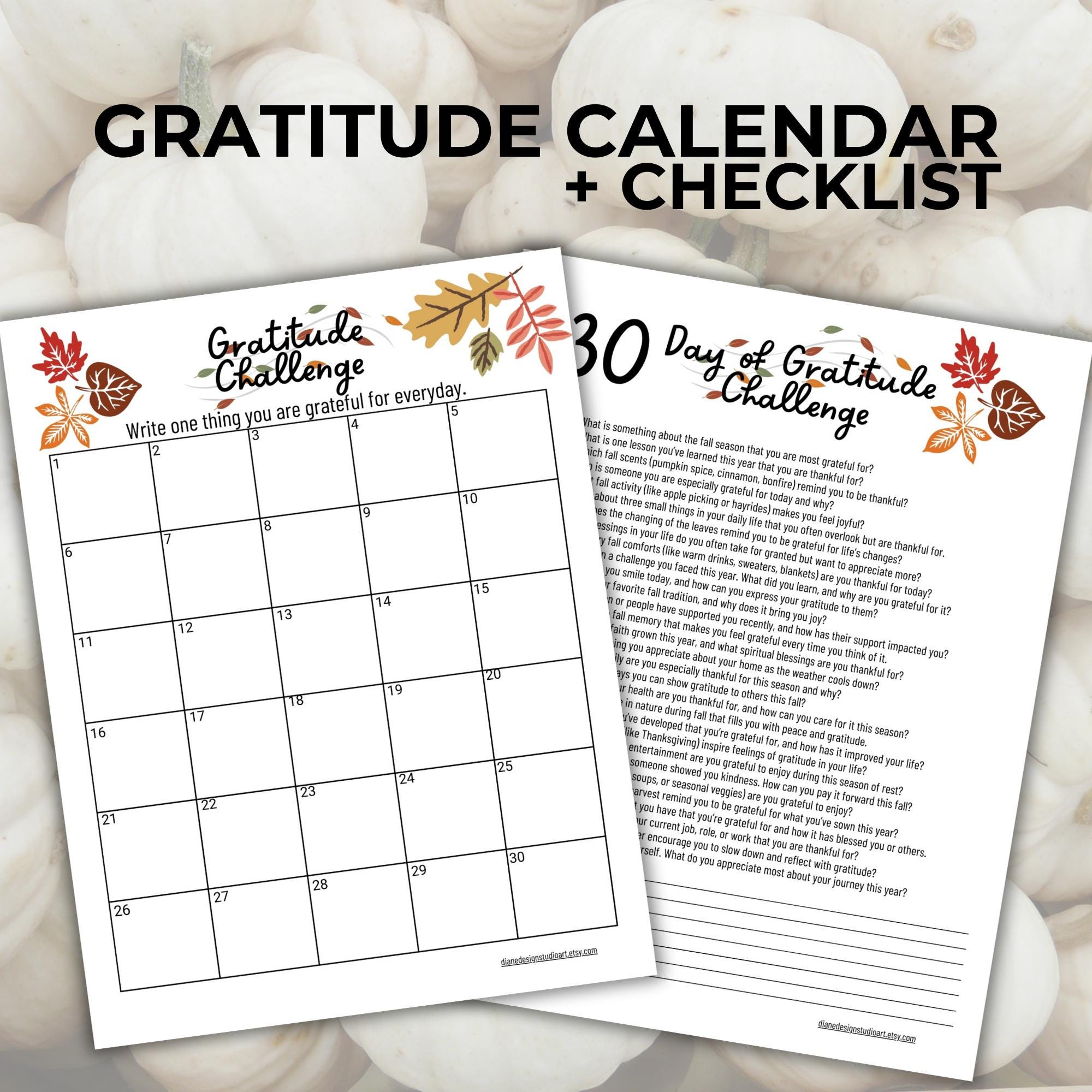 30 Day Gratitude Challenge Printable Gratitude Journal Printable 30 Day ...