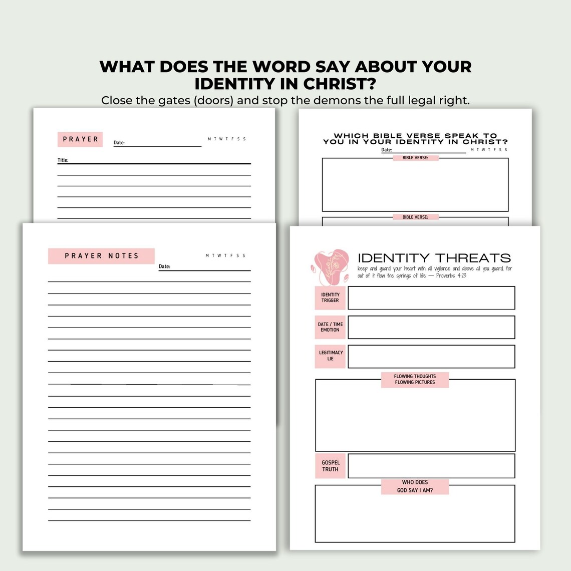Identity In Christ Worksheet