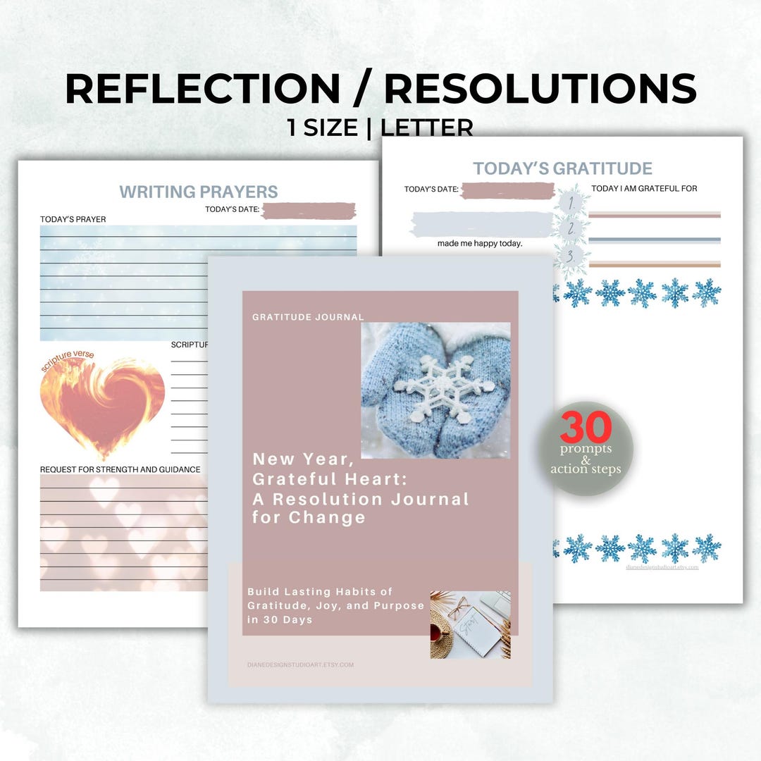 New Years Resolution Journal Prompts for New Year Resolution Gratitude ...