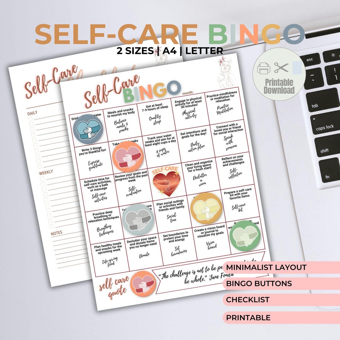 Self-care Wellness Bingo Printable Self Care Bingo Vision Board Bingo ...