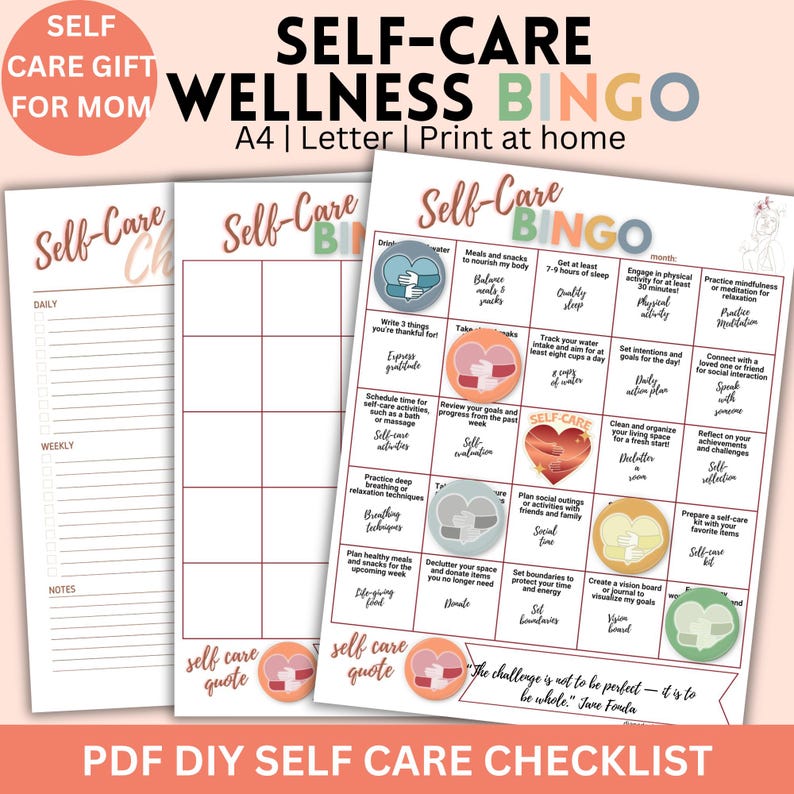 Self Care Wellness Bingo Printable Selfcarebingo Game Mama Women Self ...