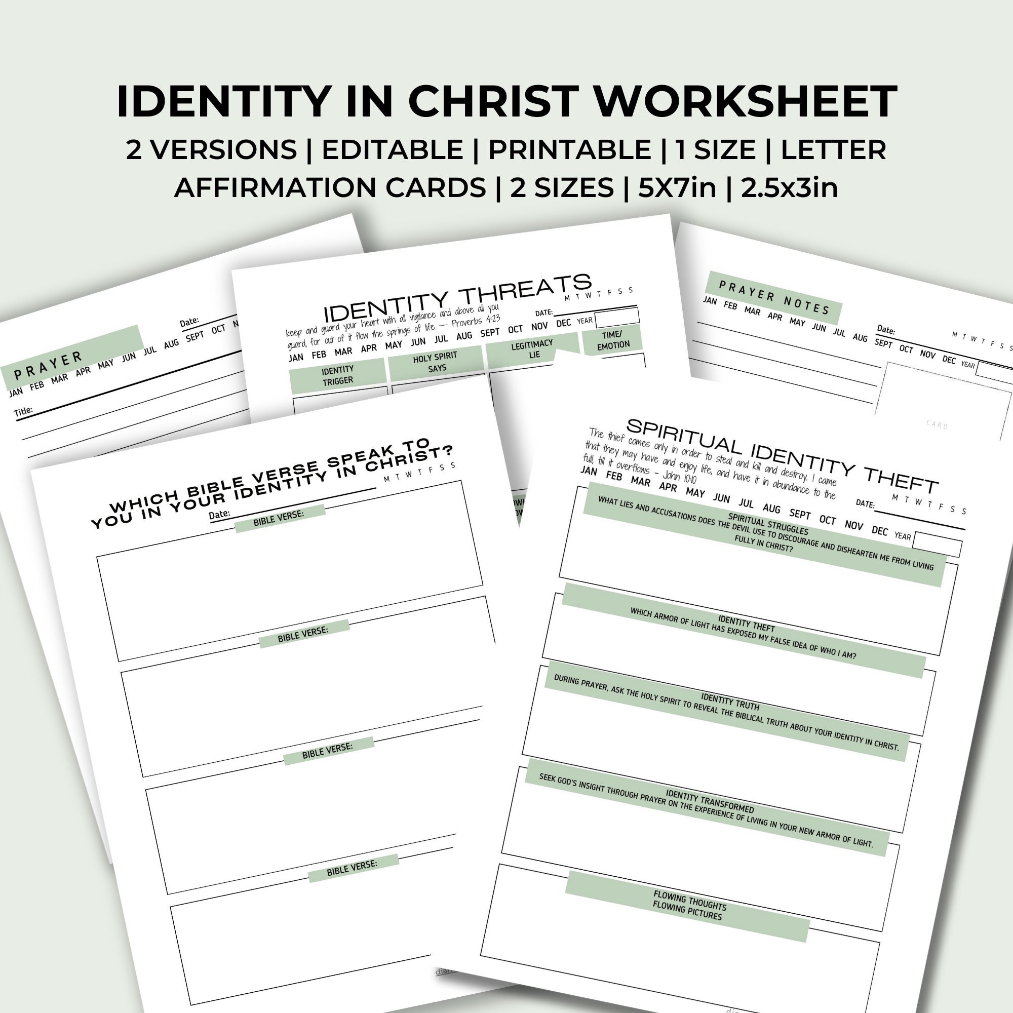Identity in Christ Printable Worksheet Printable Editable Page ...